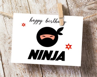 Ninja birthday card | Etsy