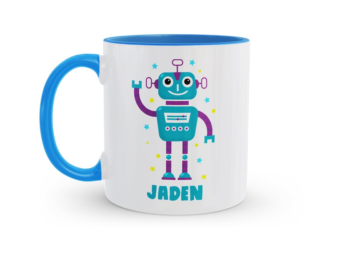 Kids Robot Mug, Personalized Robot Mug, Kids Name Mug, Hot Cocoa ...