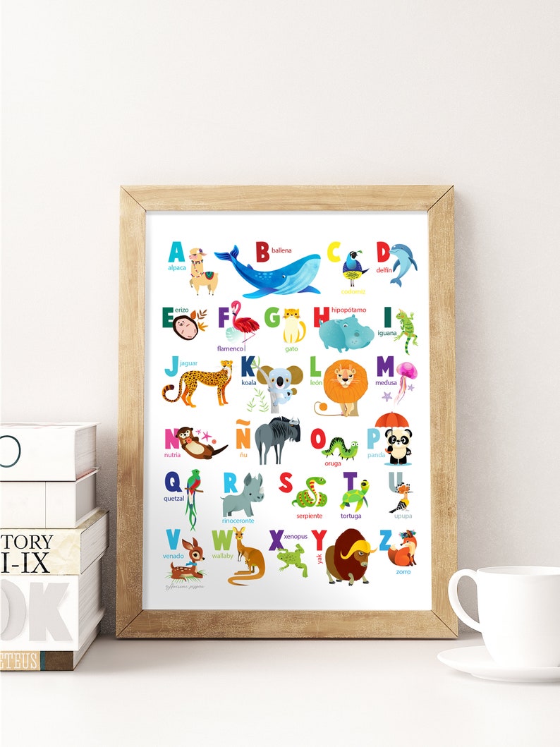 Spanish Alphabet Animals Print - Etsy