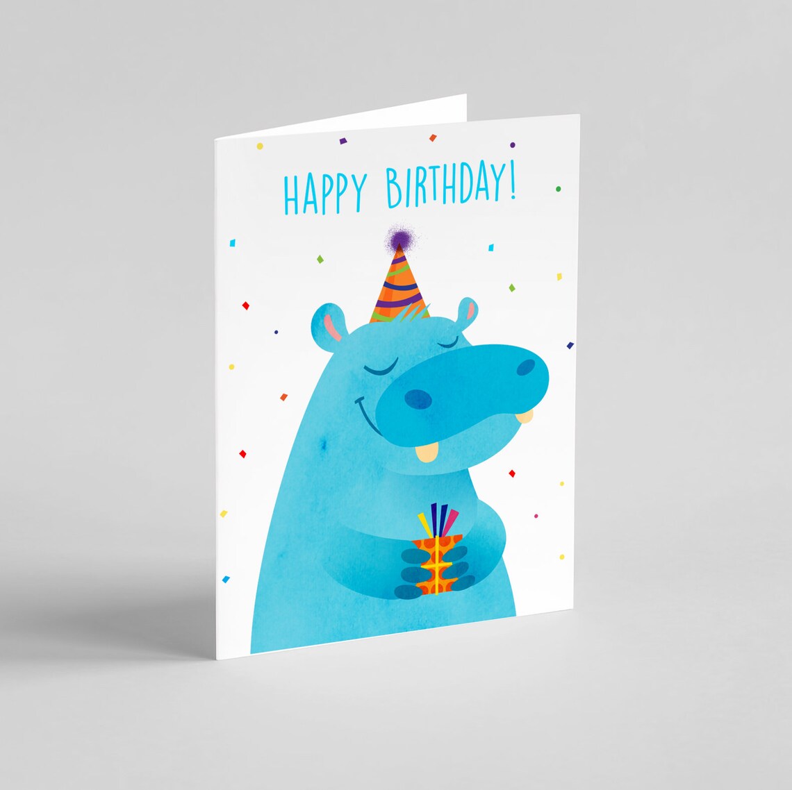 Hippo Birthday Card Happy Birthday Hippo Happy Hippo Card - Etsy