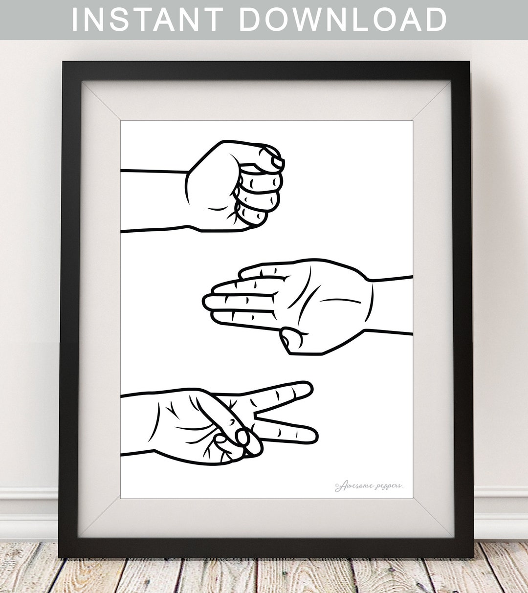 Printable Rock Paper Scissors Poster - Etsy