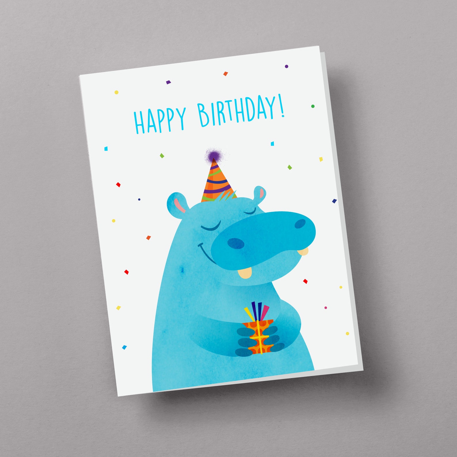 Hippo Birthday Card Happy Birthday Hippo Happy Hippo Card - Etsy