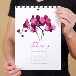 2025 Wall Calendar, Watercolor Floral Art, Monthly Flower Illustrations ...