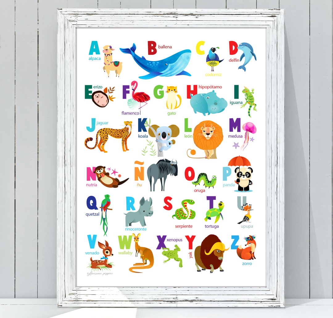 Spanish Alphabet Animals Print - Etsy