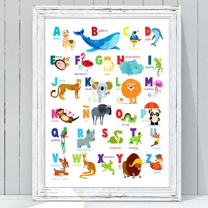 Spanish Alphabet Animals Print - Etsy