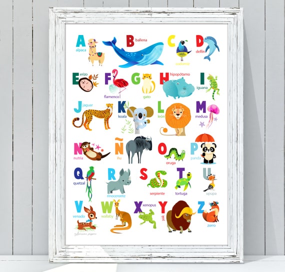 Spanish Alphabet Animals Print - Etsy