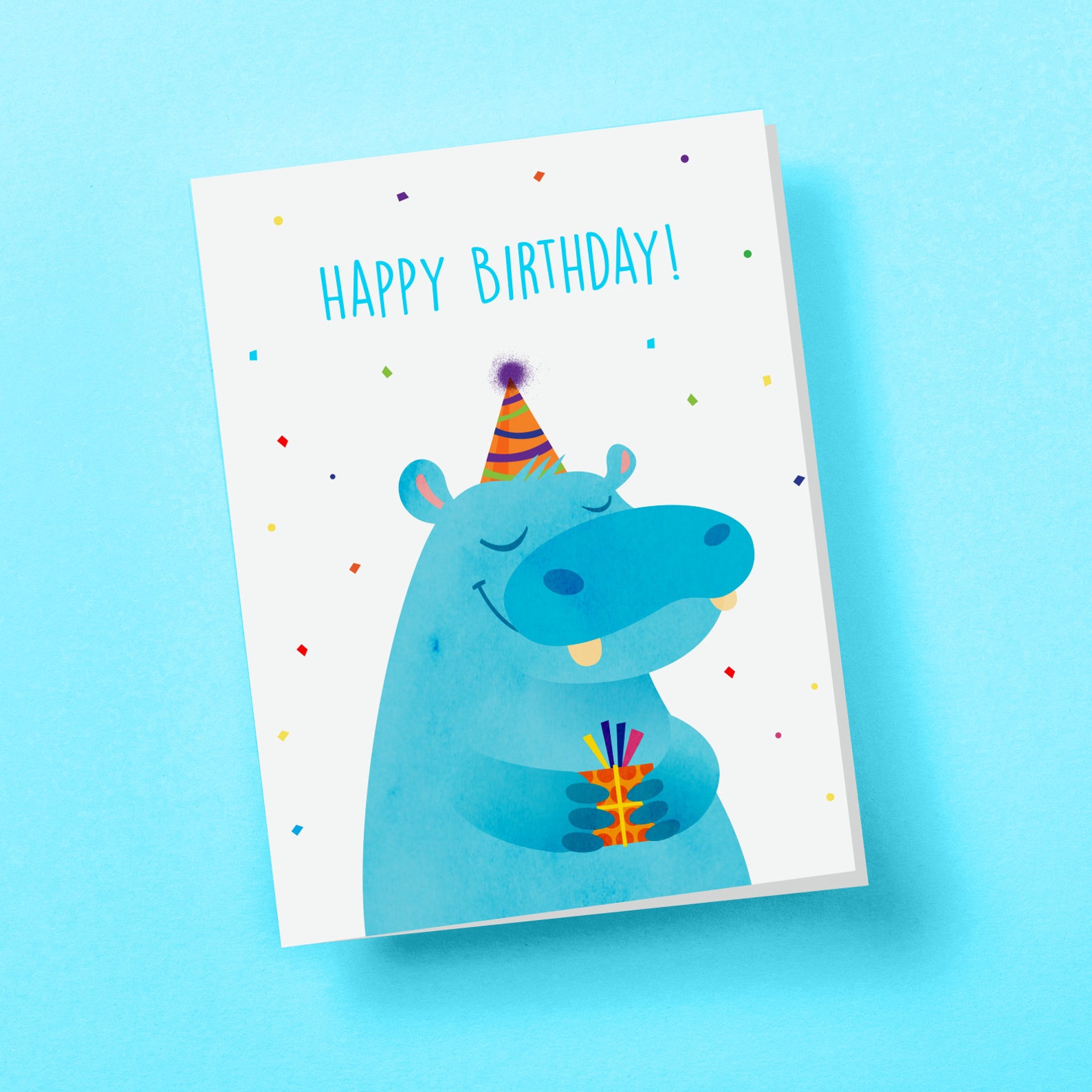 Hippo Birthday Card Happy Birthday Hippo Happy Hippo Card - Etsy