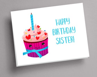 Happy Birthday Sis Card A6 or Square Card Happy Birthday Sis Card for ...