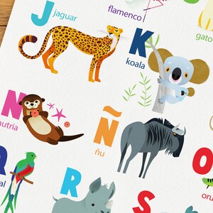 Spanish Alphabet Animals Print - Etsy