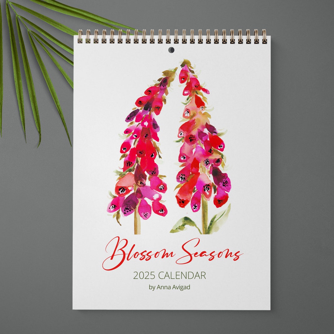 2025 Wall Calendar, Watercolor Floral Art, Monthly Flower Illustrations ...