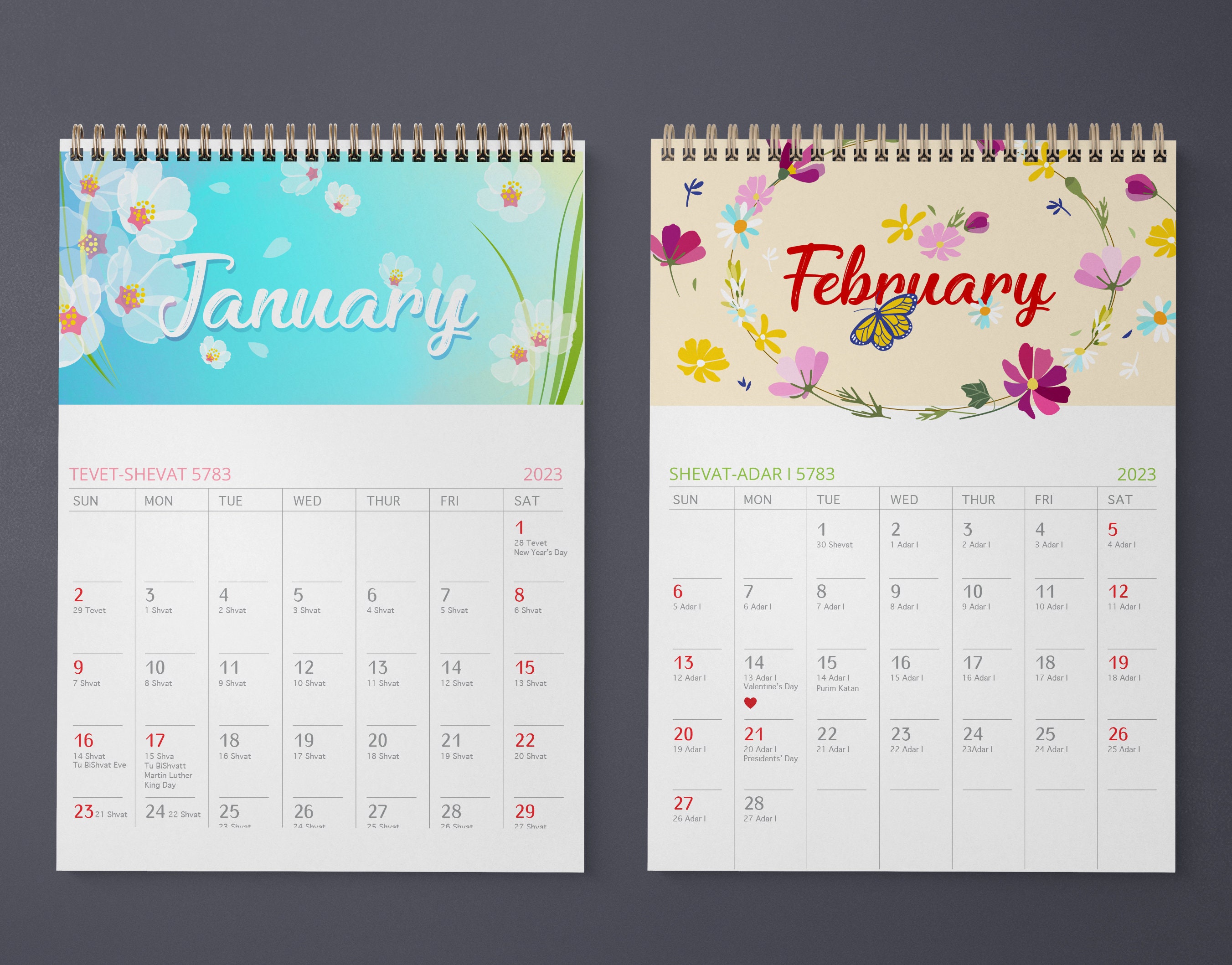 Calendario ilustrado judío 2022-2023 calendario de 5783 años - Etsy México