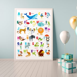Spanish Alphabet Animals Print - Etsy