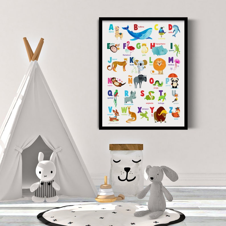 Spanish Alphabet Animals Print - Etsy