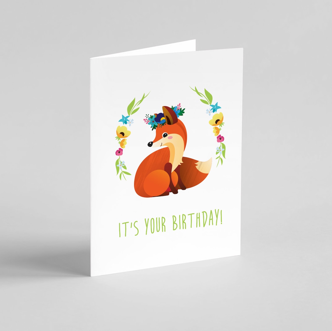 Fox Birthday Card, Happy Birthday Foxy Card, Cute Foxy Card, Baby ...