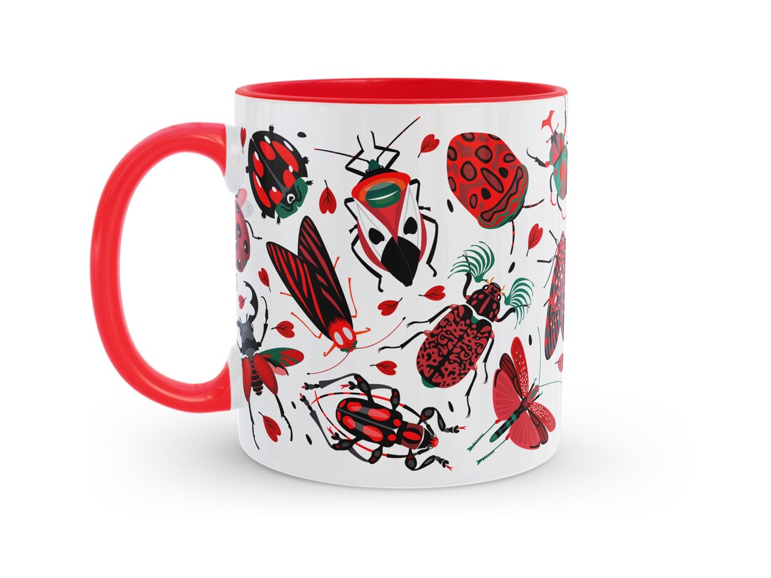 Bugs Mug, Cute Beetles Mug, Insects Coffee Mug, Tea and Coffee Cup, Bug ...