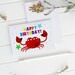 Crab Birthday Card, Cute Crab Birthday Card, Happy Birthday Card, Kids ...