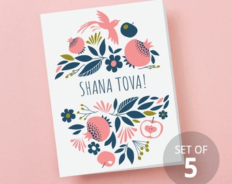 Rosh Hashana Greeting Cards Set of 5 Shana Tova Greeting Cards High ...