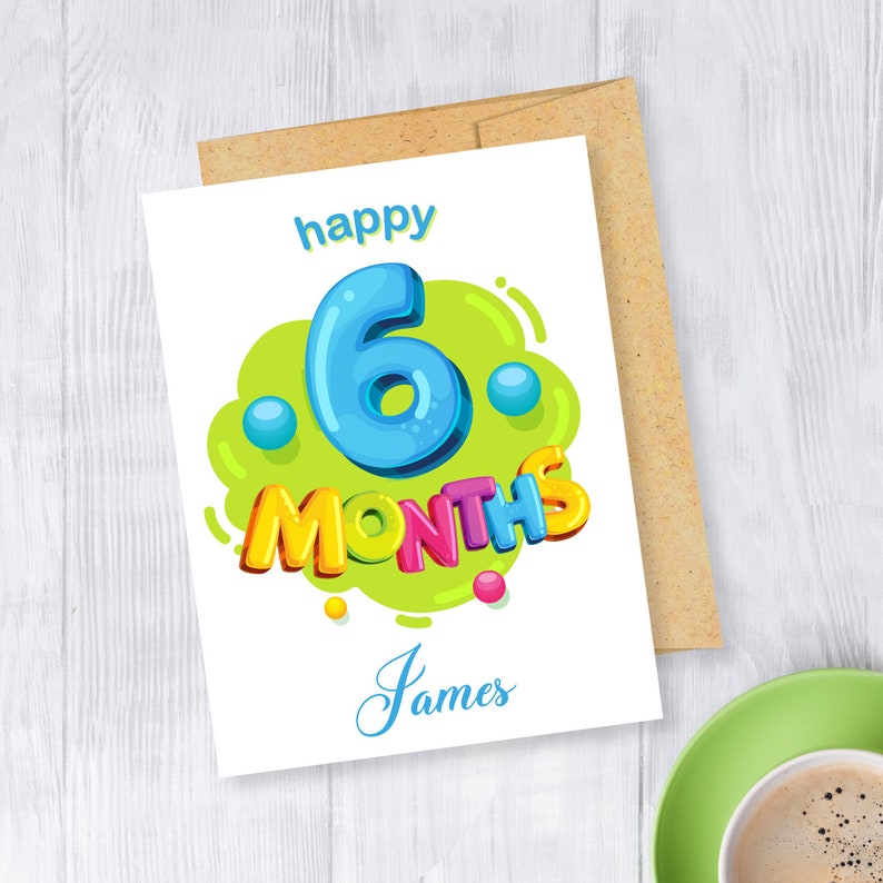Happy 6 Month Birthday Card | Etsy