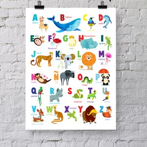 Spanish Alphabet Animals Print - Etsy
