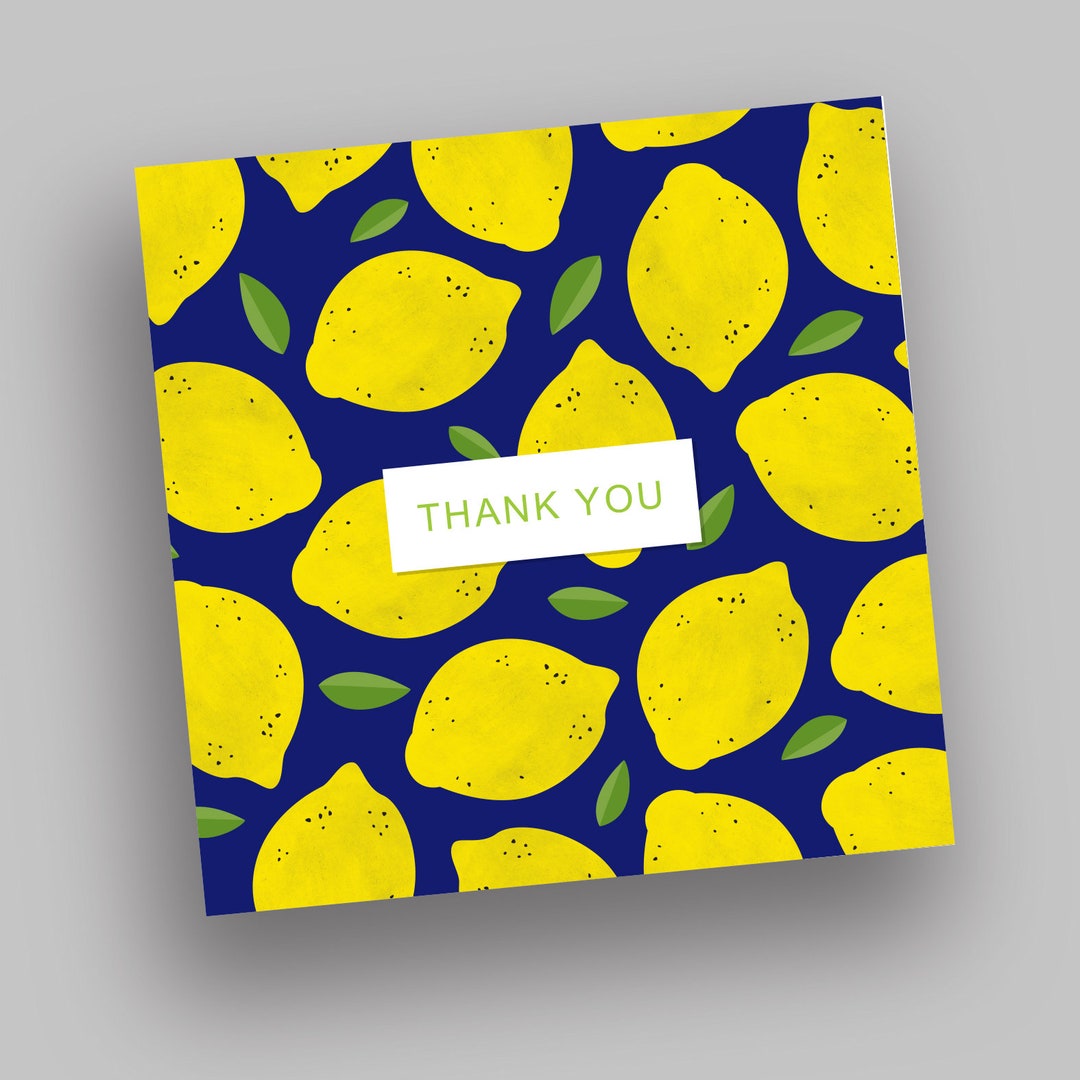 Thank You Postcard, Lemon Thank You Card, Cute Post Card, 5"x5" Card ...