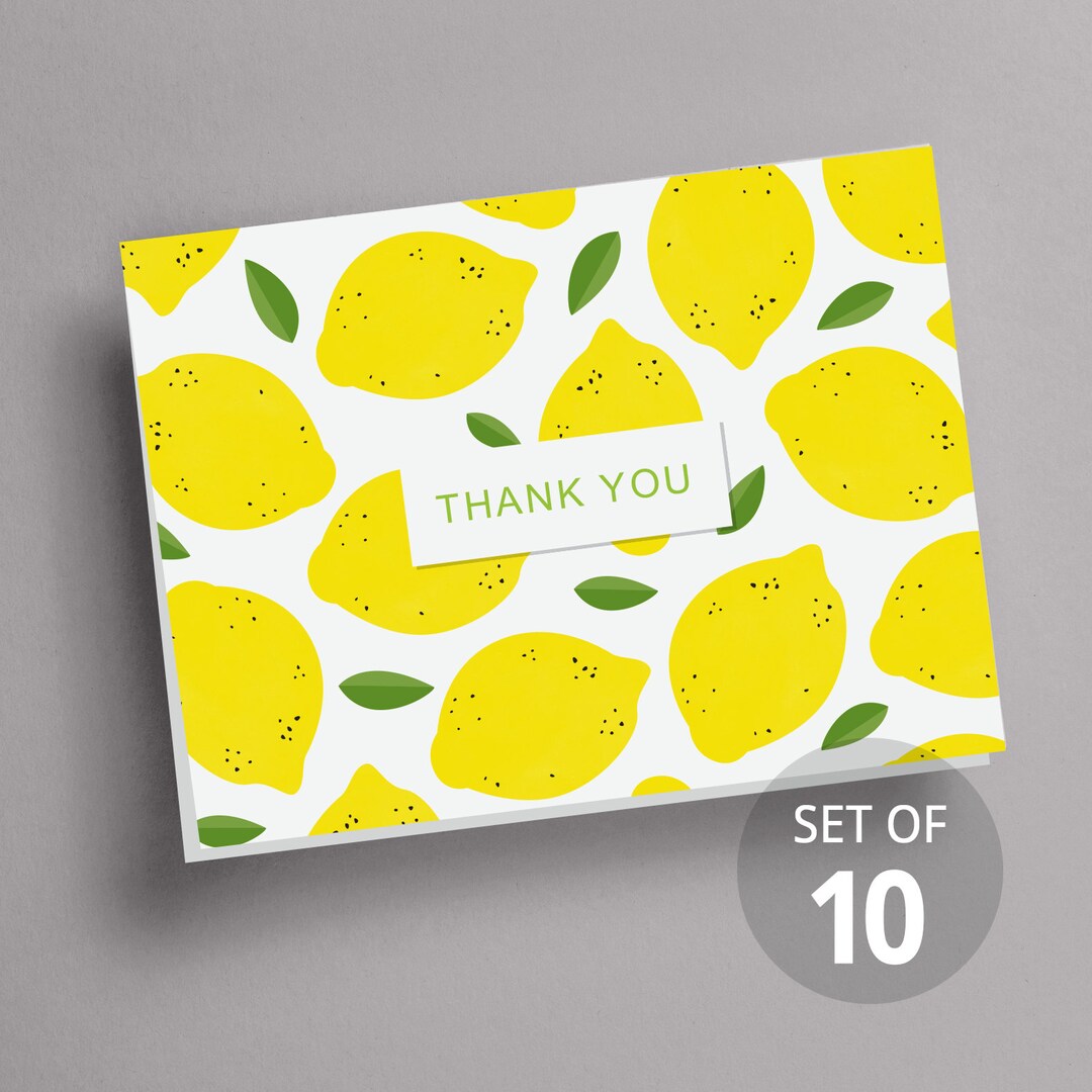 SET of 10 Thank You Cards Lemon Cards Set of 10 Folded - Etsy