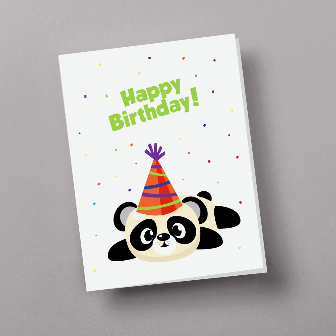 Panda Birthday Card, Happy Birthday Panda, Baby Panda Card, Kids ...