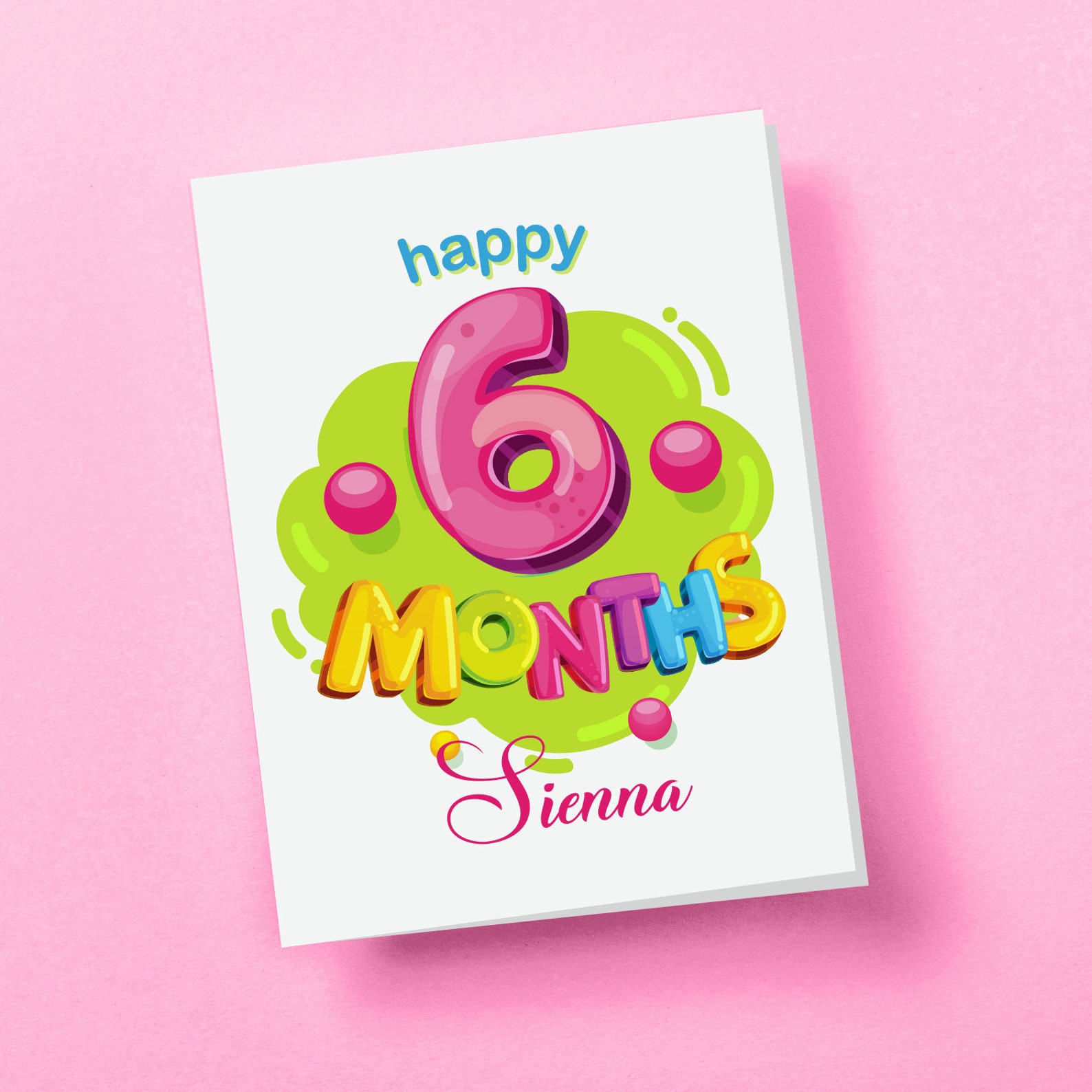 Happy 6 Month Birthday Card - Etsy