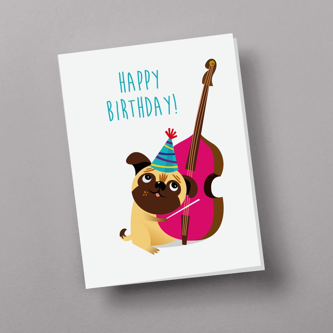 Pug Birthday Card, Happy Birthday Card, Cutepug Card, Funny Pug Card ...