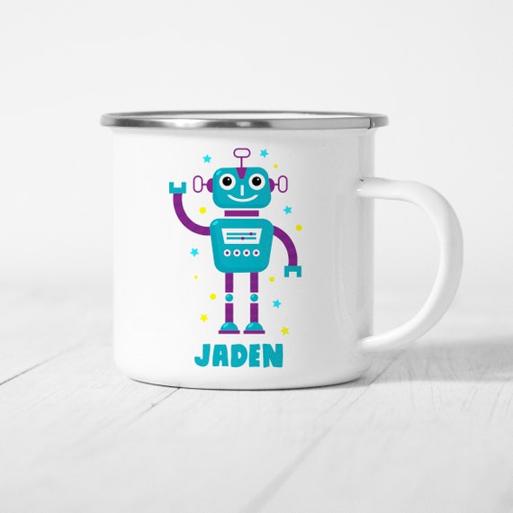 Kids Robot Mug Personalized Robot Mug Kids Name Mug Hot - Etsy