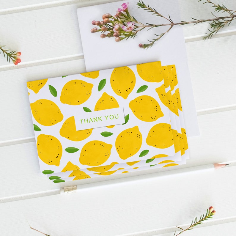 SET of 25 Thank You Cards Lemon Cards Set of 25 Folded | Etsy
