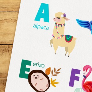 Spanish Alphabet Animals Print - Etsy