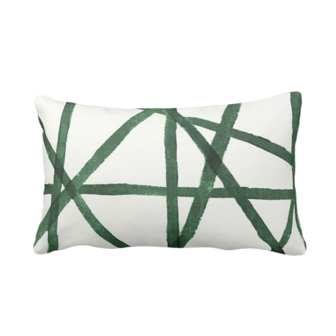 Hand-painted Lines Throw Pillow or Cover Kale/white 12 X - Etsy
