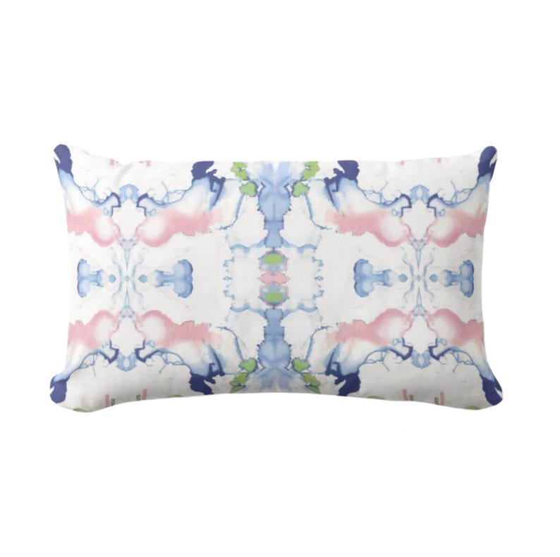 Watercolor Throw Pillow Cover, Pink & Blue Abstract Print - Etsy