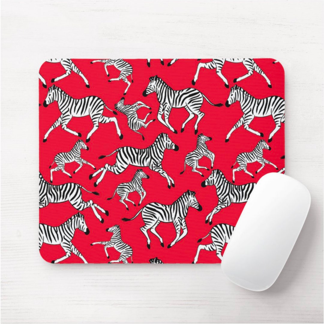 Zebras Mouse Pad, Masai Red, Round or Rectangle Black & White Mousepad ...