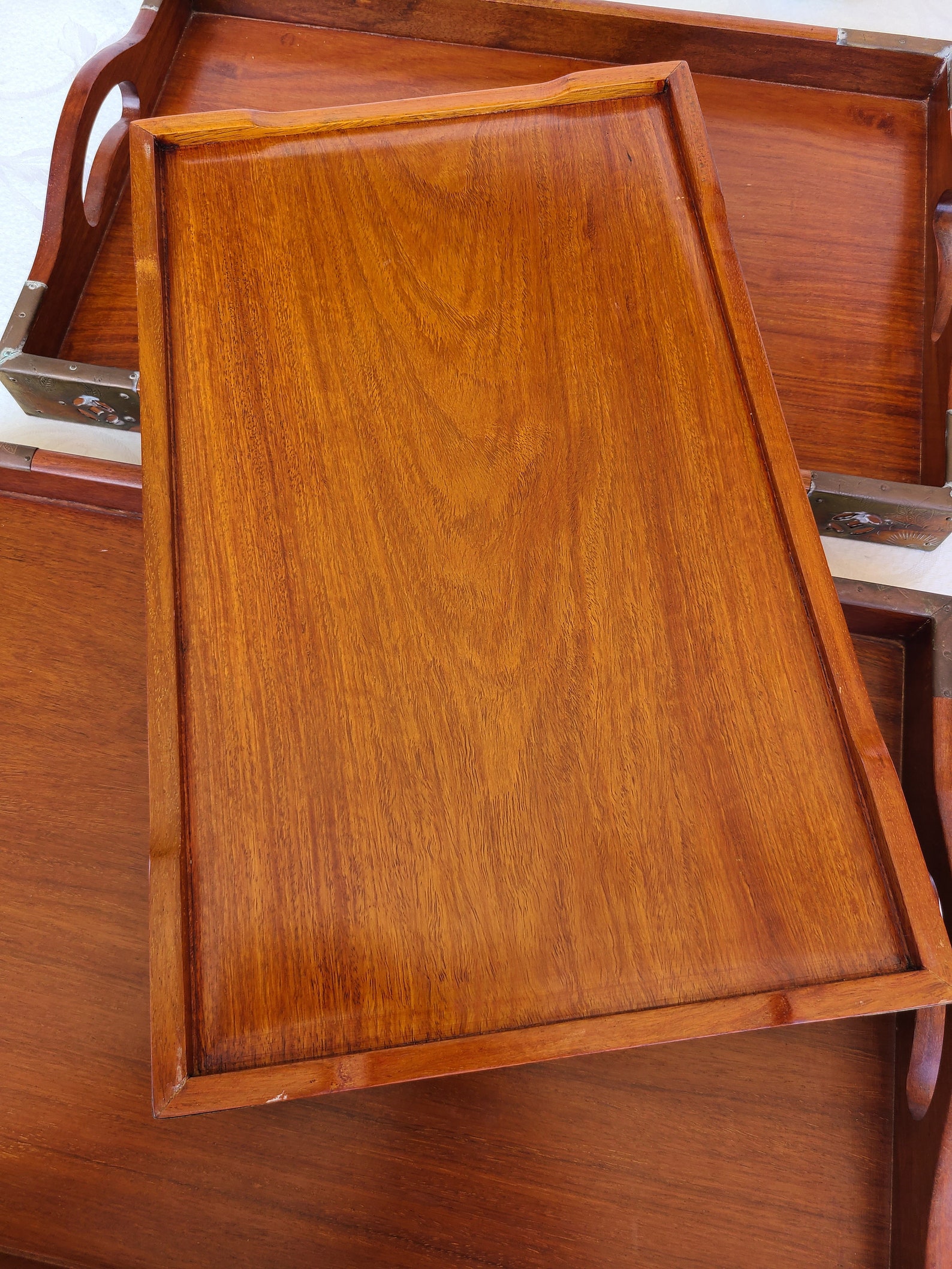 Vintage Chinese Rosewood Serving Trays Three Piece Wooden | Etsy