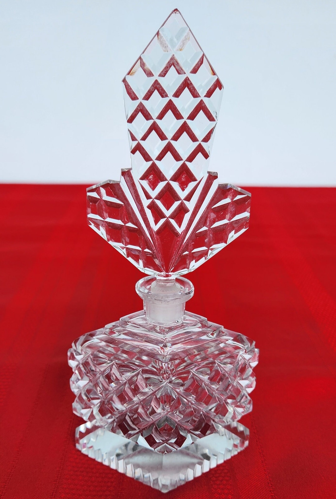 Vintage Cut Crystal Perfume Bottle, Crystal Cologne Bottle With Faceted ...