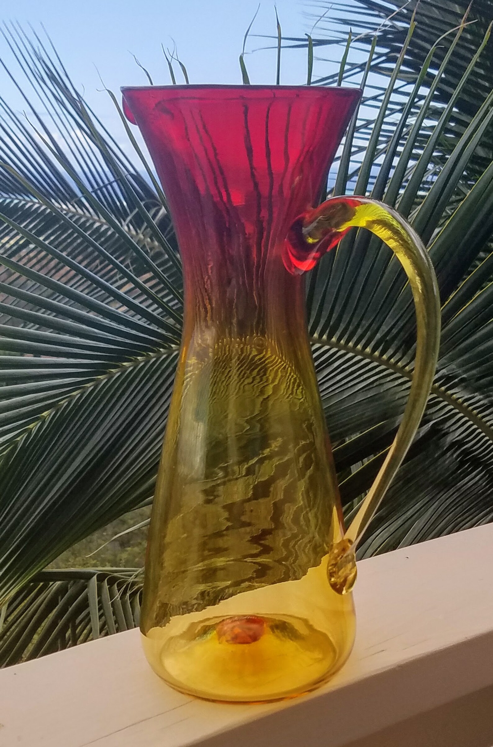 Vintage Blenko Amberina Pitcher Hand Blown Amberina Tall | Etsy