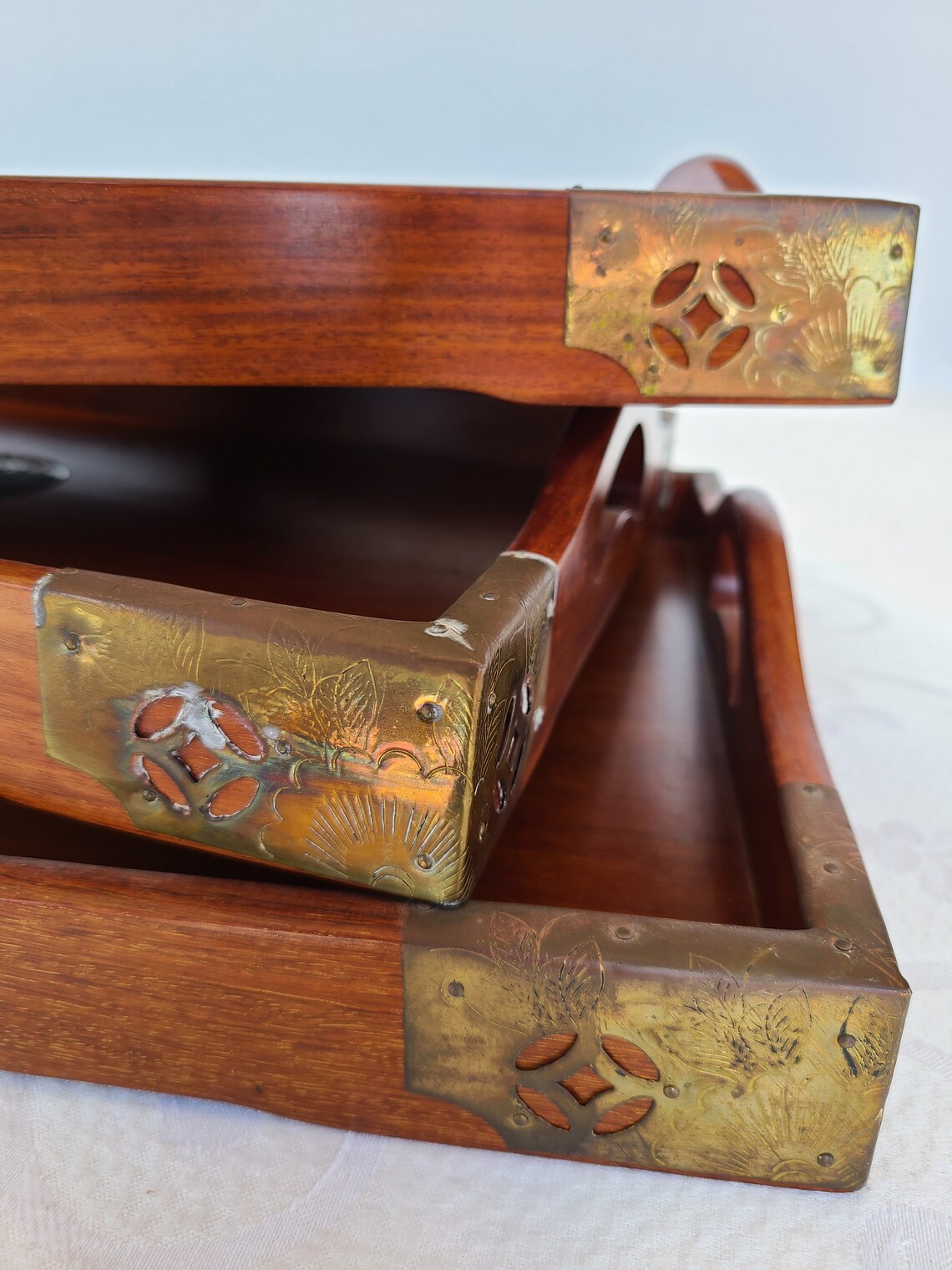 Vintage Chinese Rosewood Serving Trays Three Piece Wooden | Etsy