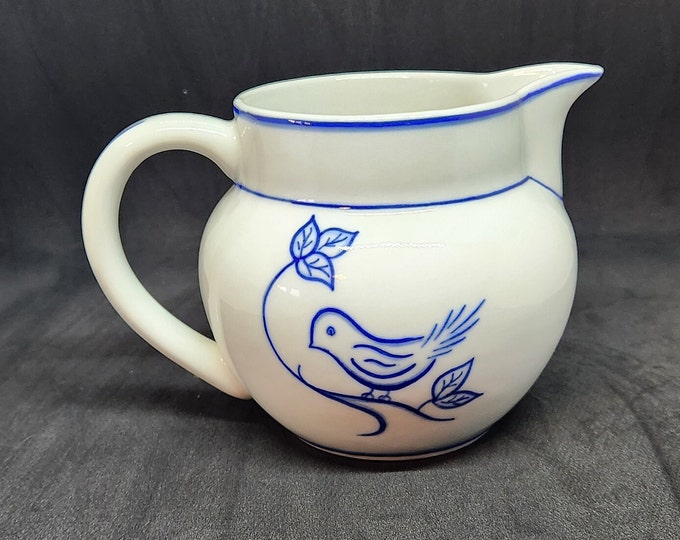 Vintage Small Ceramic Pitcher Made in Portugal, Hand Painted Blue and ...