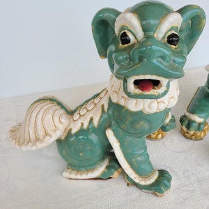 Vintage Hand Painted Porcelain Foo Dogs, Mid Century Modern Guardian ...