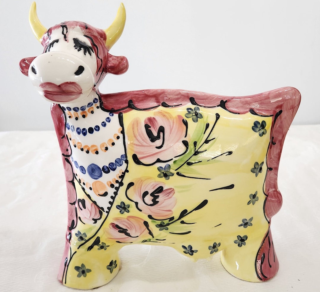 Classic Ceramic Cow by Artist Anatoly Turov, Hand Painted Cow Covered ...