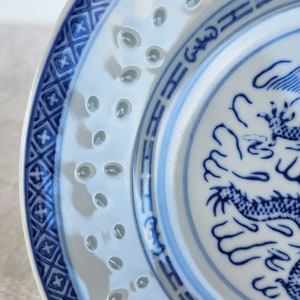 Vintage Porcelain Chinese Dragon 8 Inch Salad Plate With Rice Eyes Trim ...