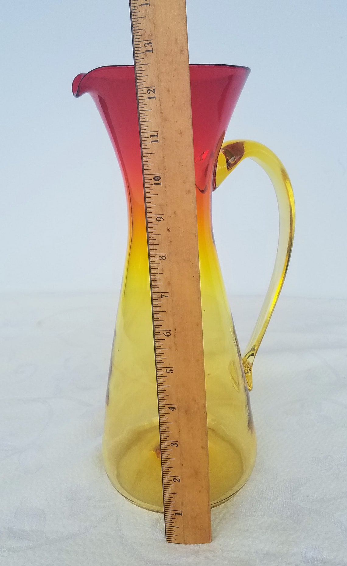 Vintage Blenko Amberina Pitcher Hand Blown Amberina Tall | Etsy