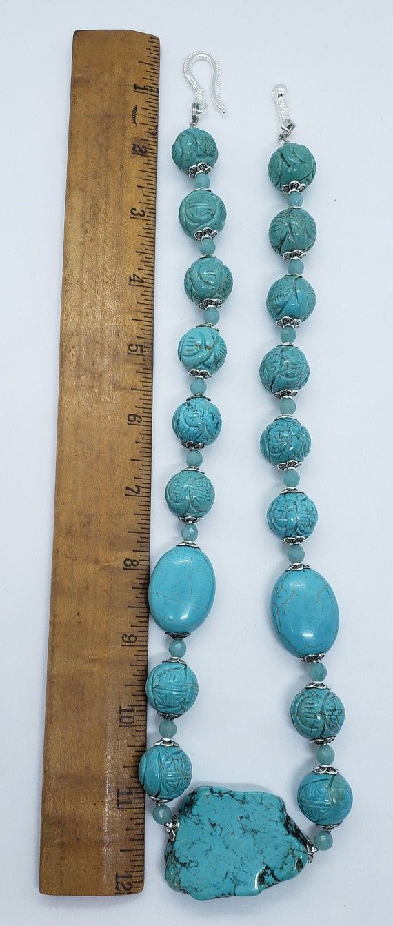 Genuine Turquoise Chunky Necklace, Hand Crafted Natu… - Gem