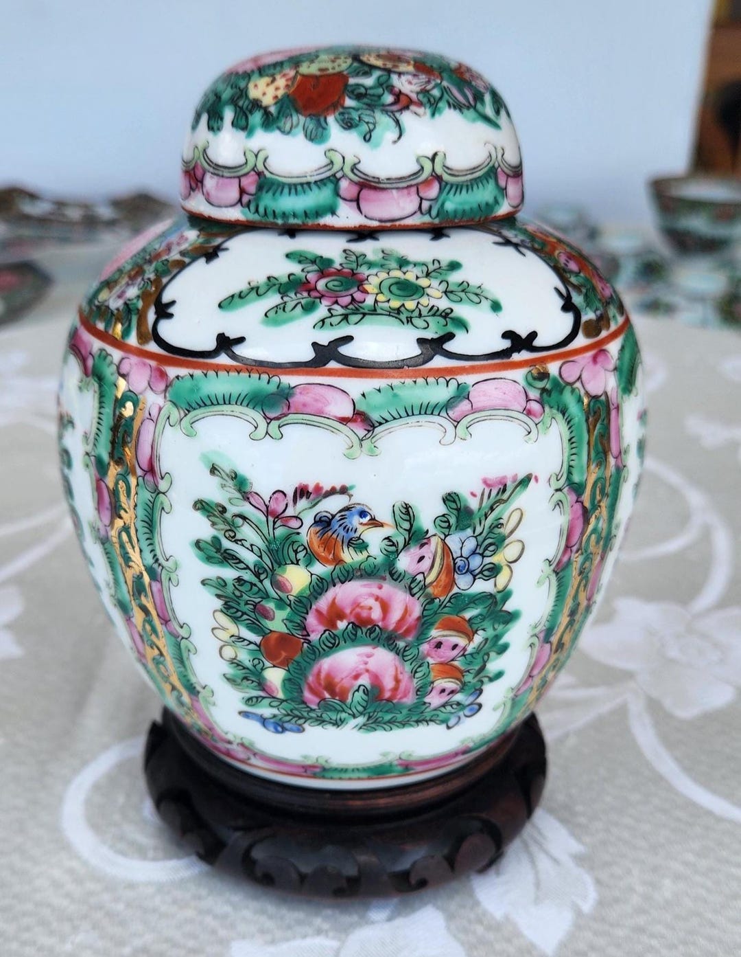 Vintage Rose Medallion Canton Ginger Jar, Japanese Porcelain Ginger Jar ...
