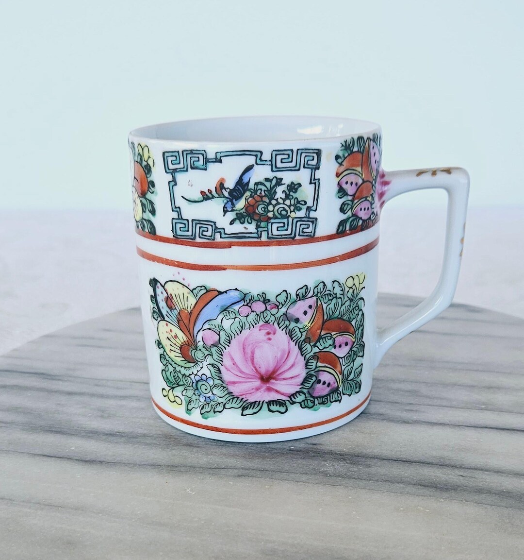 Vintage Rose Medallion Canton Pattern Coffee Cup, Japanese Porcelain ...