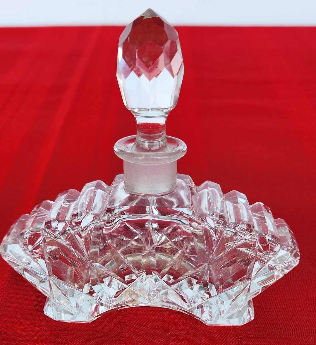 Vintage Crystal Perfume Bottle, Crystal Cologne Bottle With Faceted and ...