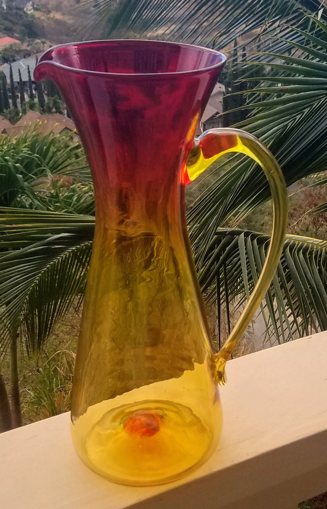 Vintage Blenko Amberina Pitcher Hand Blown Amberina Tall | Etsy