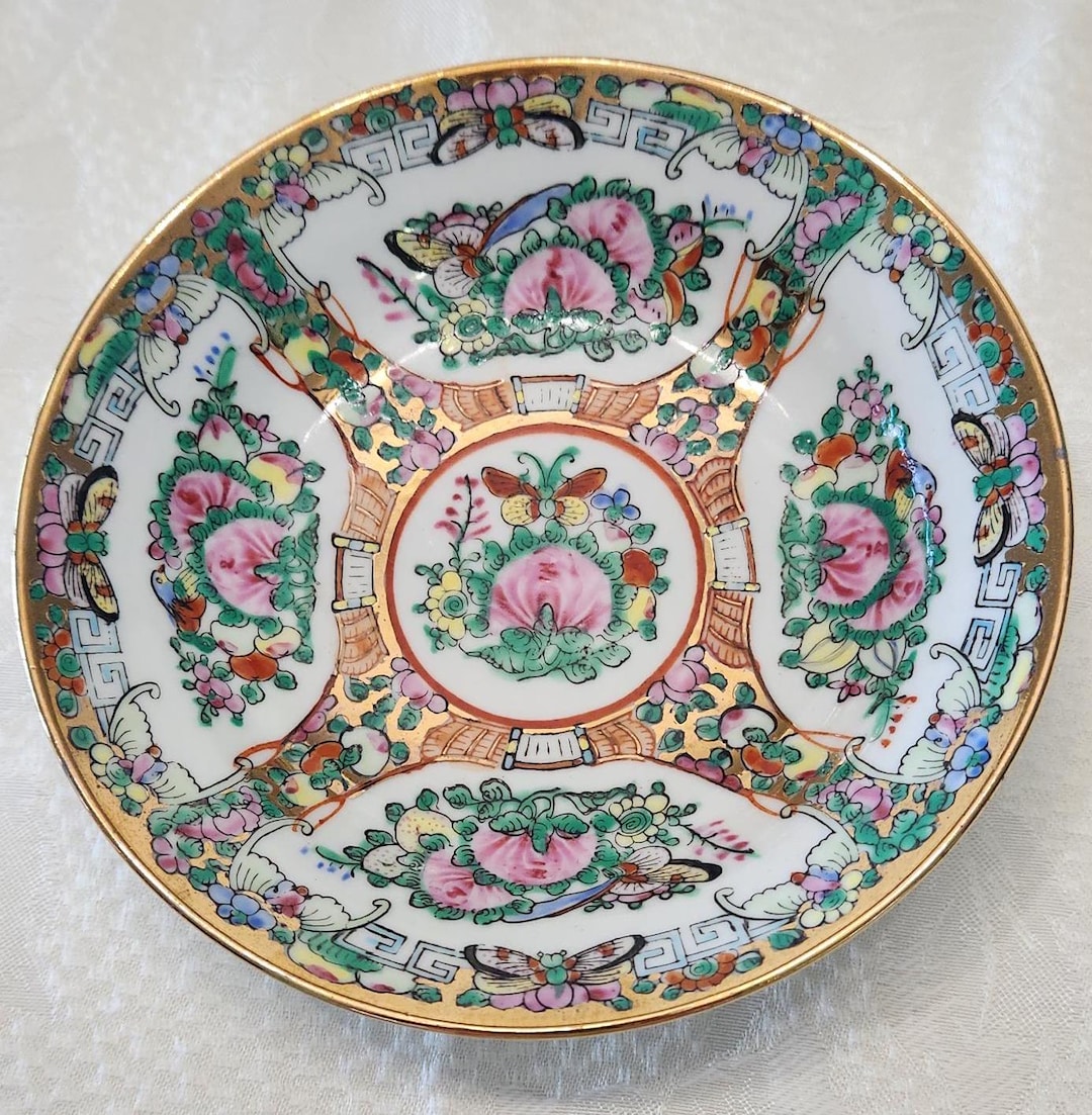 Vintage Canton Style Rose Medallion 6 Fruit Bowl, Chinese Hand Painted ...