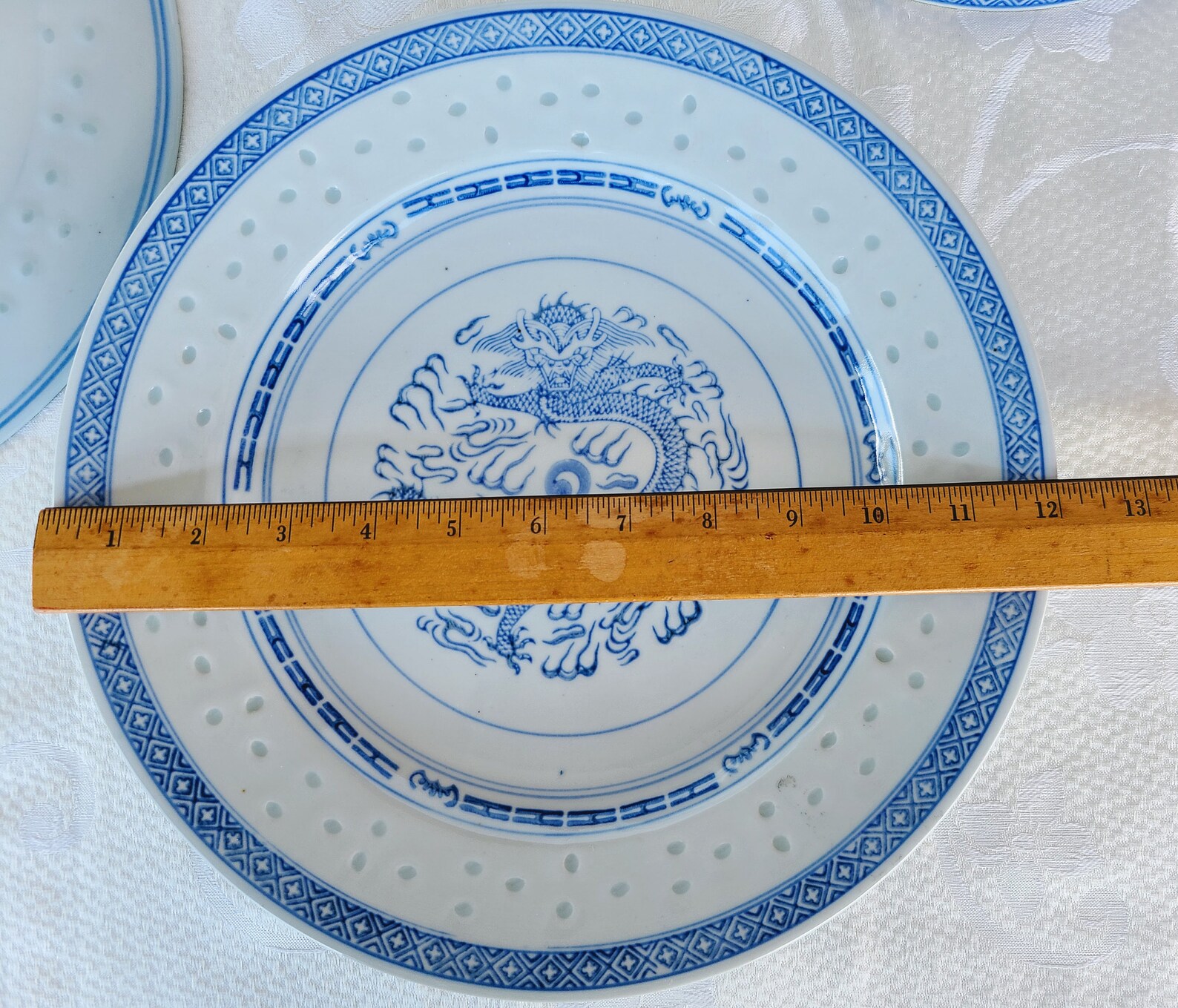 Vintage Porcelain Chinese Dragon Rice Eye Serving Plates and - Etsy